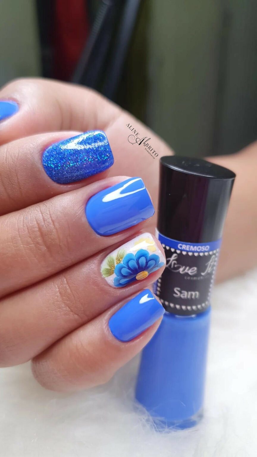 +35 ideias de Unhas Azuis - Opções lindas e inspiradoras - UNHAS DECORADAS