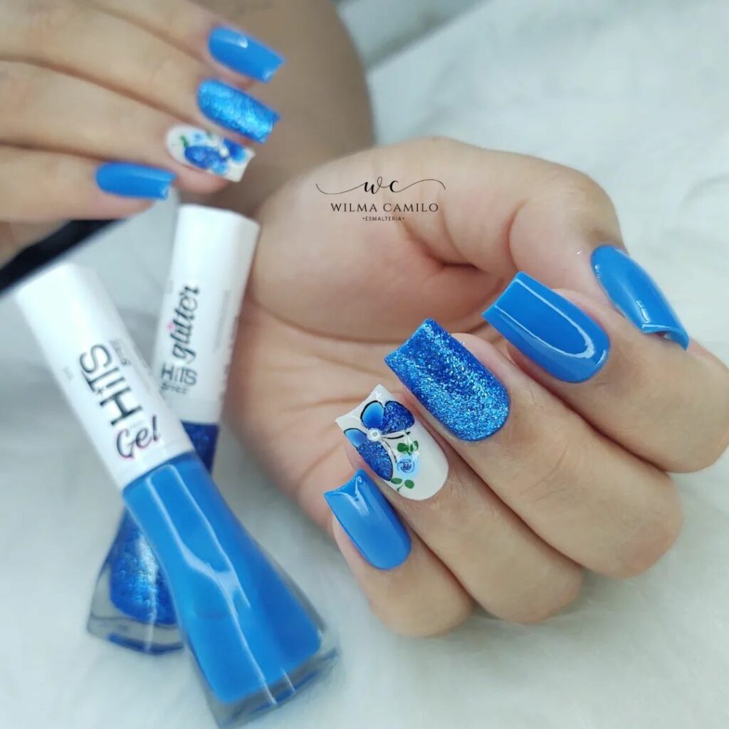 +35 ideias de Unhas Azuis - Opções lindas e inspiradoras - UNHAS DECORADAS